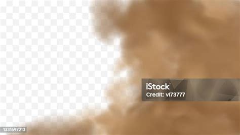 사실적인 모래 폭풍 일러스트레이션 투명 한 배경에 벡터 갈색 먼지 구름 대기 오염 개념 먼지에 대한 스톡 벡터 아트 및 기타