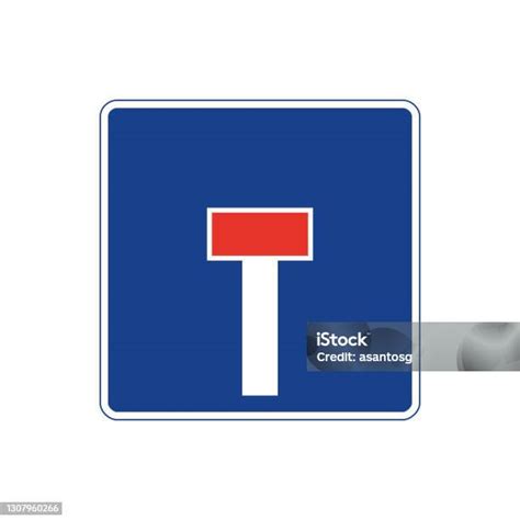 파란색과 흰색의 정사각형 교통 신호 흰색 배경에 격리 막다른 길 0명에 대한 스톡 벡터 아트 및 기타 이미지 0명 교통 규칙 Istock