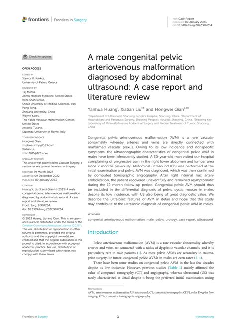 Pdf A Male Congenital Pelvic Arteriovenous Malformation Diagnosed By Abdominal Ultrasound A