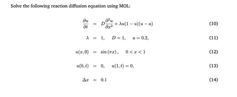 Solved Solve The Following Reaction Diffusion Equation Using Chegg Com