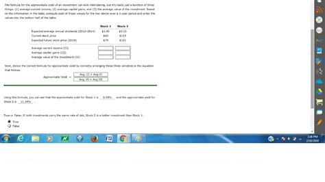 Solved The Formula For The Approximate Yield Of An