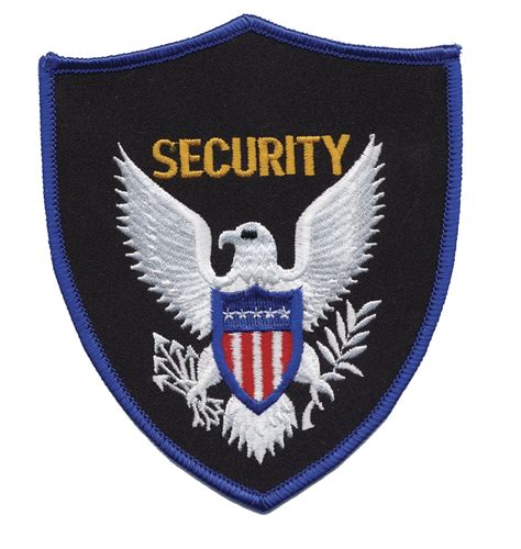 Security Shoulder Patch White Gold On Black Blue Security Uniform