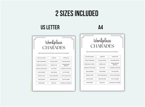 Work Charades Game Office Party Game Printable Team Building Games