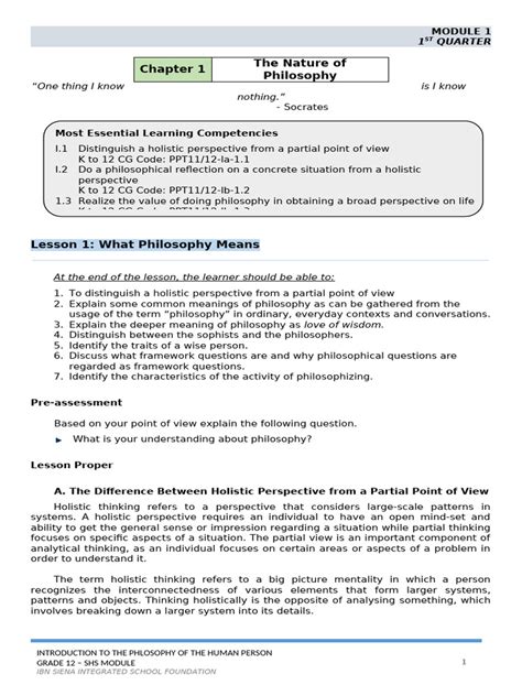 Philo Module 1 Pdf Sophia Wisdom Ancient Greek Philosophy