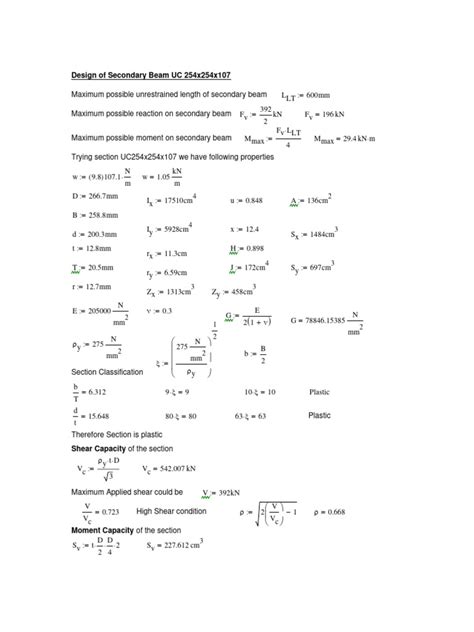 Mathcad Secondary Beam Design Opening 2 Download Free Pdf