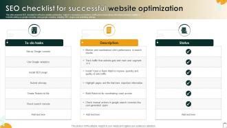 SEO Checklist For Successful Website Optimization PPT PowerPoint