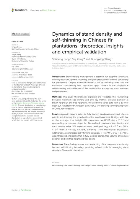 Pdf Dynamics Of Stand Density And Self Thinning In Chinese Fir