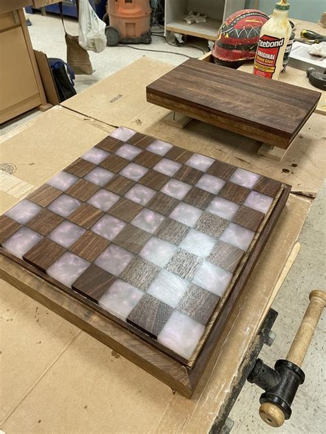 Walnut English Walnut And Epoxy Chessboard R Woodworking