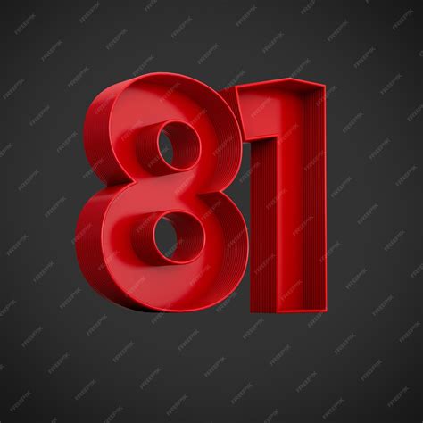 Premium Photo | Red digit 81 or eighty one with inner shadow isolated ...