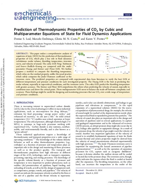 Pdf Prediction Of Thermodynamic Properties Of Co2 By Cubic And
