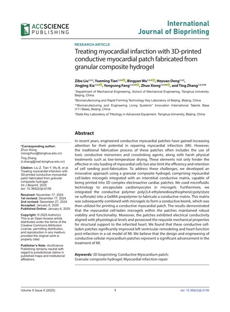 Pdf Treating Myocardial Infarction With 3d Printed Conductive Myocardial Patch Fabricated From