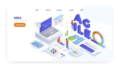 Manage Of Agile Software Landing Page Royalty Free Vector
