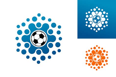 현대 디지털 크리에이티브 도트 축구 로고 템플릿 디자인 벡터 엠블럼 디자인 개념 창조적 인 기호 아이콘 Championship에 대한 스톡 벡터 아트 및 기타 이미지