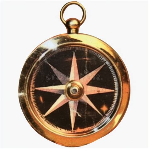 Vintage Compass With Black And Gold Circular Design And Six Point Star Vintage Element Isolated