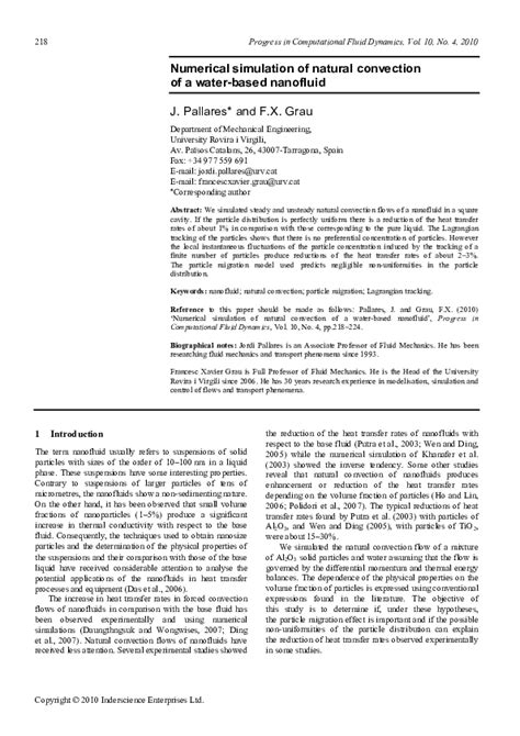 Pdf Numerical Simulation Of Natural Convection Of A Water Based Nanofluid
