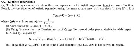 Q Logistic Regression A The Following Exercise Is Chegg