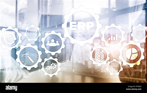 Erp System Enterprise Resource Planning On Blurred Background