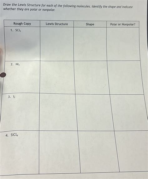 Draw The Lewis Structure For Each Of The Following Molecules Identify The Shape And Indicate