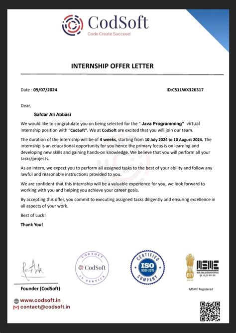Safdar Ali On Linkedin Javadevelopment Internship Codsoft Softwaredevelopment Techjourney
