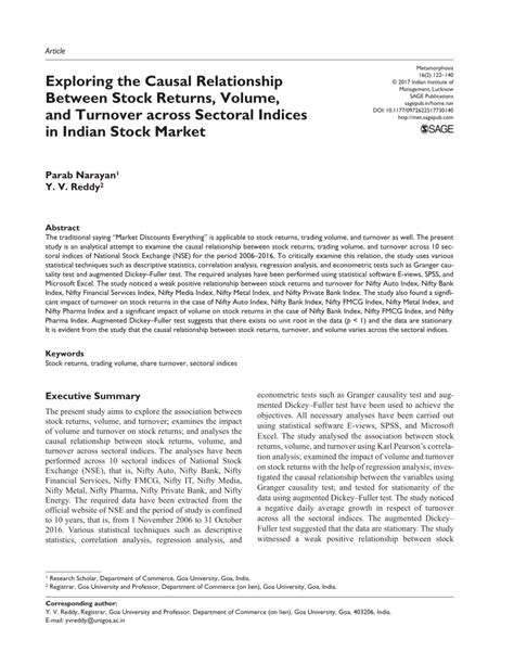 Pdf Exploring The Causal Relationship Between Stock Returns Volume