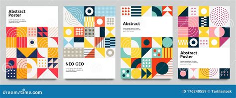 Color Neo Geo Poster Modern Grid Flyer With Geometric Shapes Geometry Graphics And Abstract