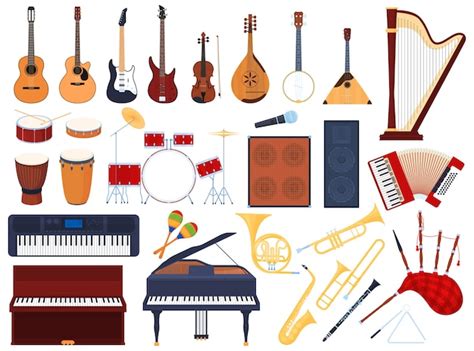 음악 악기와 소년 무료 벡터