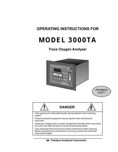 3000taeu General Purpose Trace Oxygen Analyzer Teledyne