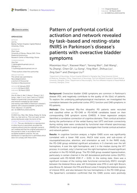 Pdf Pattern Of Prefrontal Cortical Activation And Network Revealed By Task Based And Resting