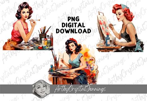 Vintage Artist Pin Up Girl Watercolor Graphic By Artbycrystaljennings Creative Fabrica