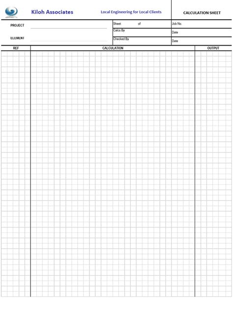 Calculation Sheet Pdf