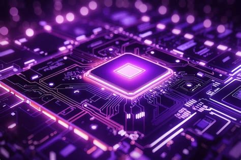 Premium Ai Image Super Processor Core Computer System Technology Neon