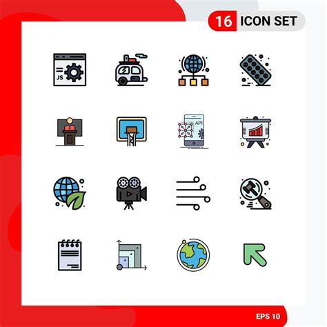 Set Of 16 Modern Ui Icons Symbols Signs For Medicine Healthcare Trailer Server Link Editable