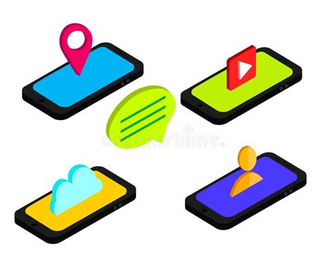 Flat 3d Isometric Phones With User Interface Development Concept Mobile Apps Marketing Design