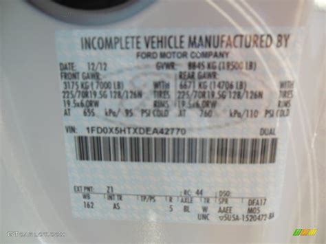 2013 Ford F550 Super Duty XL SuperCab 4x4 Chassis Color Code Photos GTCarLot Com