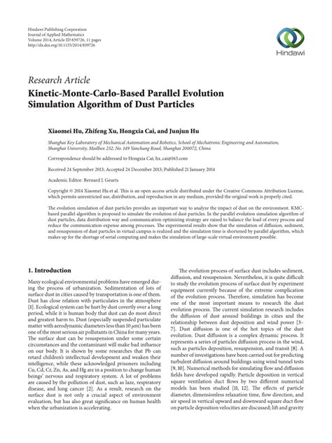 Pdf Kinetic Monte Carlo Based Parallel Evolution Simulation Algorithm