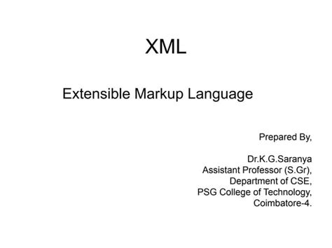 1 Xml Fundamentals Ppt