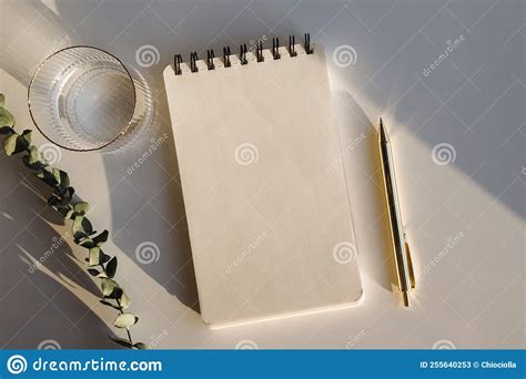 Stylish Notepad Mock Up On The White Table Stock Image Image Of