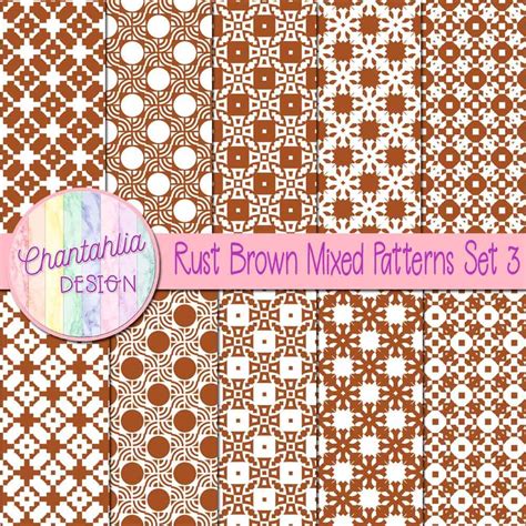 Rust Brown Mixed Patterns Digital Papers