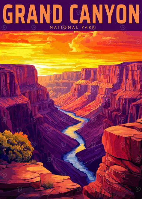 Grand Canyon National Park Vintage Travel Poster Poster Picture