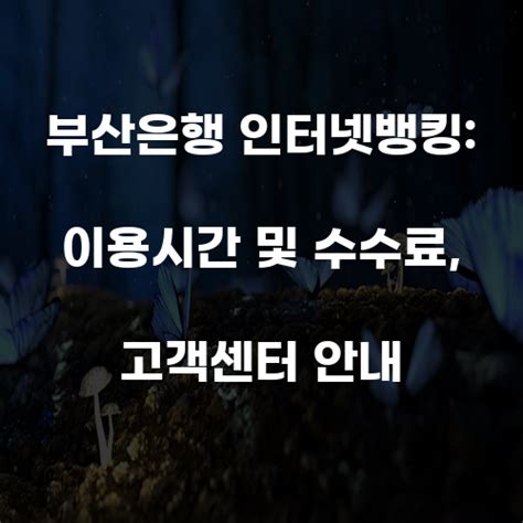 부산은행 인터넷뱅킹 이용시간 및 수수료 고객센터 안내