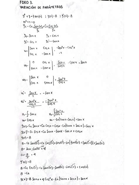 Foro 3 Variación De Parametros Pdf Foro 3 Variación De Parametros Pdf