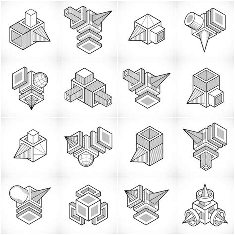 Premium Vector Isometric Abstract Vector Shapes Set