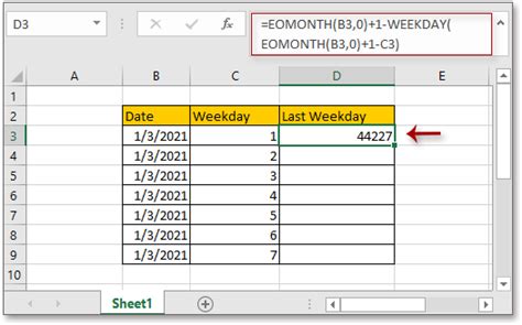 Excel Formula Find Last Weekday Of Month