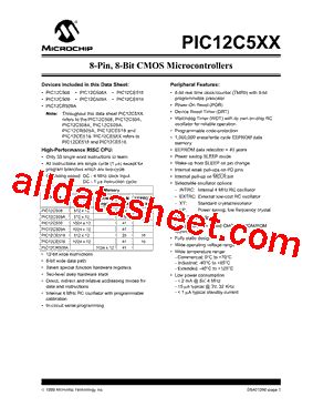 PIC12C508A Datasheet PDF Microchip Technology