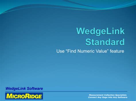 Use “find Numeric Value” Feature Microridge