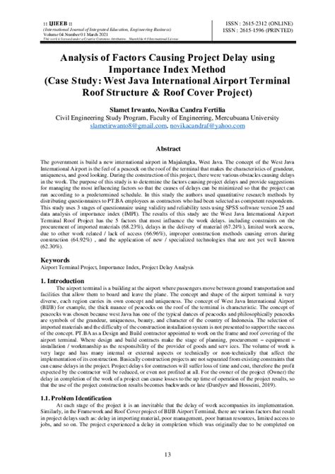 Pdf Analysis Of Factors Causing Project Delay Using Importance Index