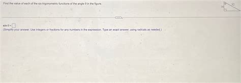 Solved Find The Value Of Each Of The Six Trigonometric Chegg Com