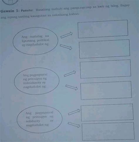 Gawain 1 Panuto Basahing mabuti ang | StudyX