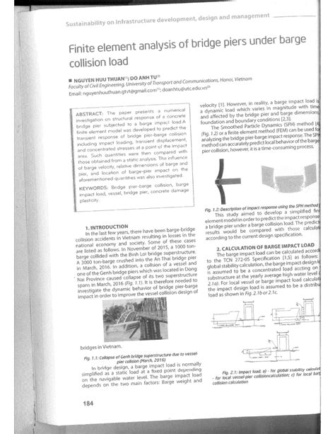 Pdf Finite Element Analysis Of Bridge Piers Under Barge Collision Load