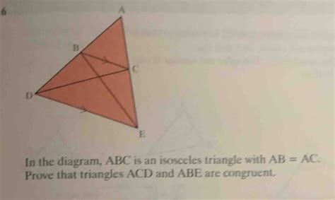 solved 6 in the diagram abc is an isosceles triangle with ab ac